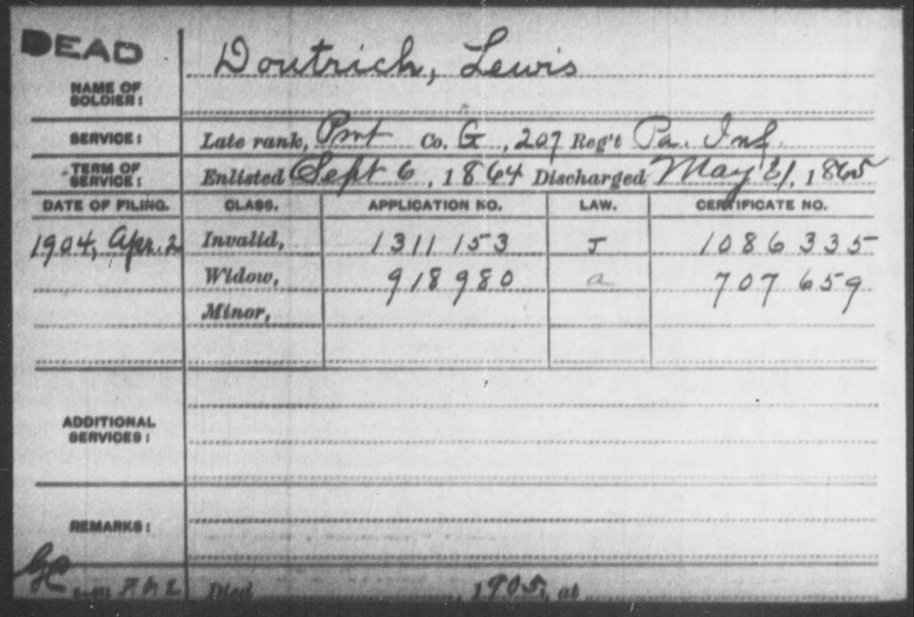 Civil War Blog » Lewis Doutrich – 207th Pennsylvania Infantry